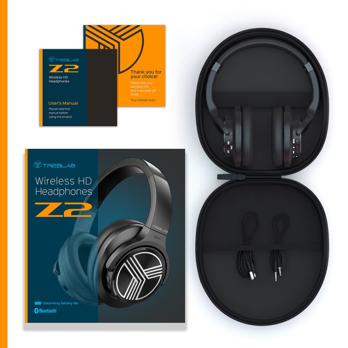 TREBLAB Z2 - Bluetooth Wireless Over-Ear Headphones with Active Noise ...