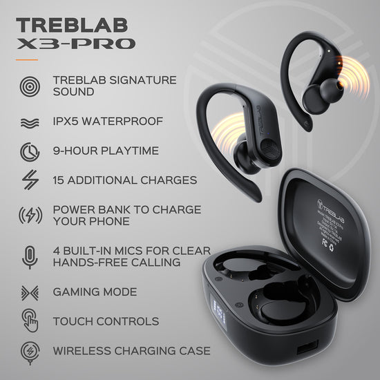 Treblab X3 Pro - True Wireless Waterproof Bluetooth Earbuds with ...