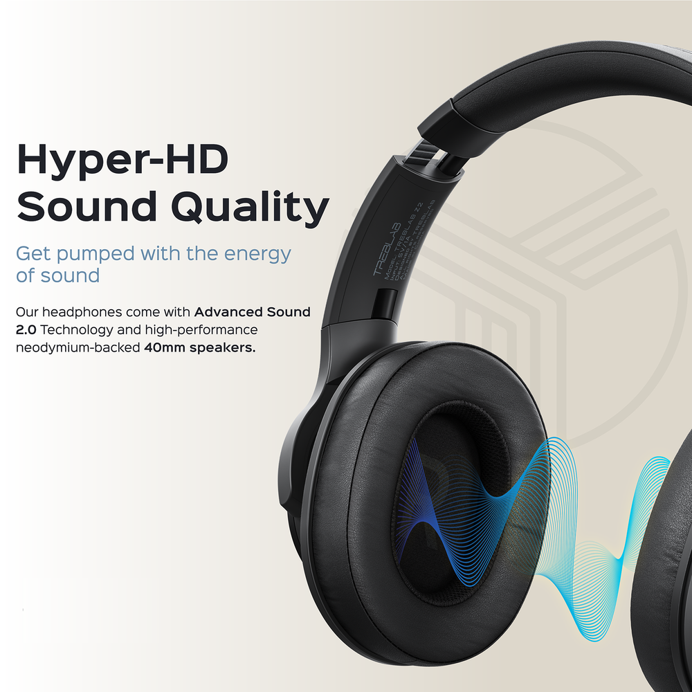 TREBLAB Z2 - Bluetooth Wireless Over-Ear Headphones with Active Noise ...