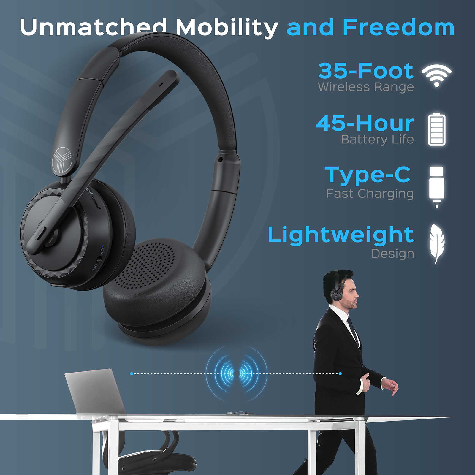 TREBLAB C7-Pro Conference Wireless Headset