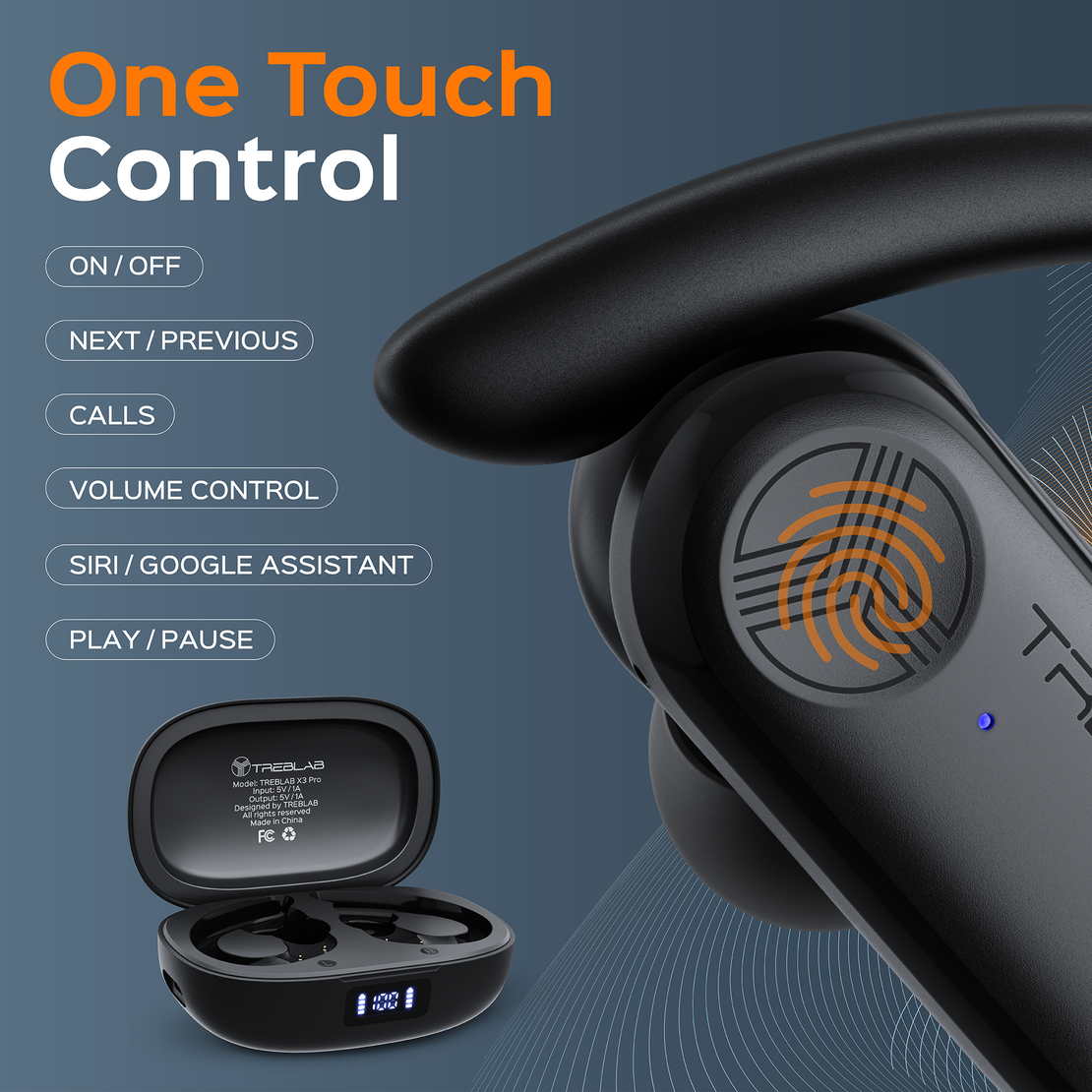 Treblab X3 Pro - True Wireless Waterproof Bluetooth Earbuds with ...