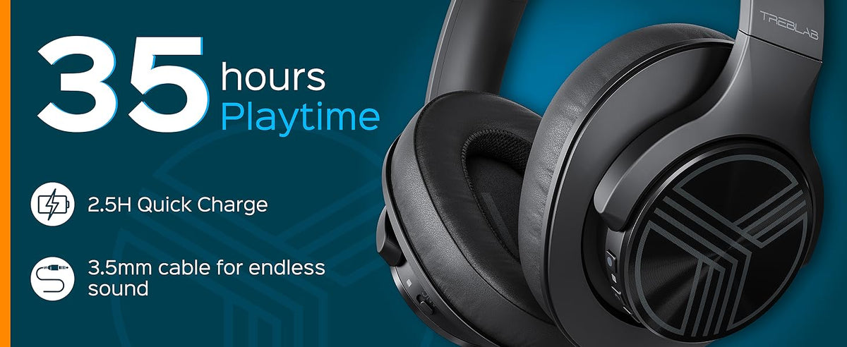 TREBLAB Z2 - Bluetooth Wireless Over-Ear Headphones with Active Noise ...